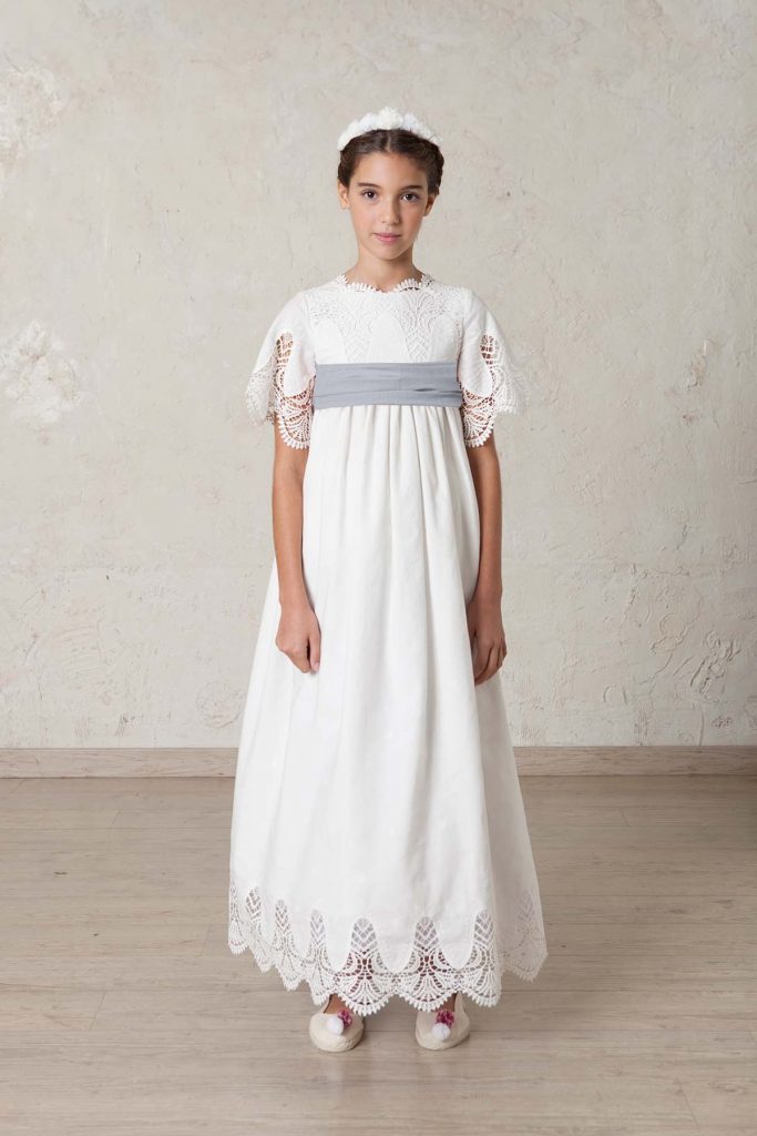 Gray sash for communion dresses | Quémono