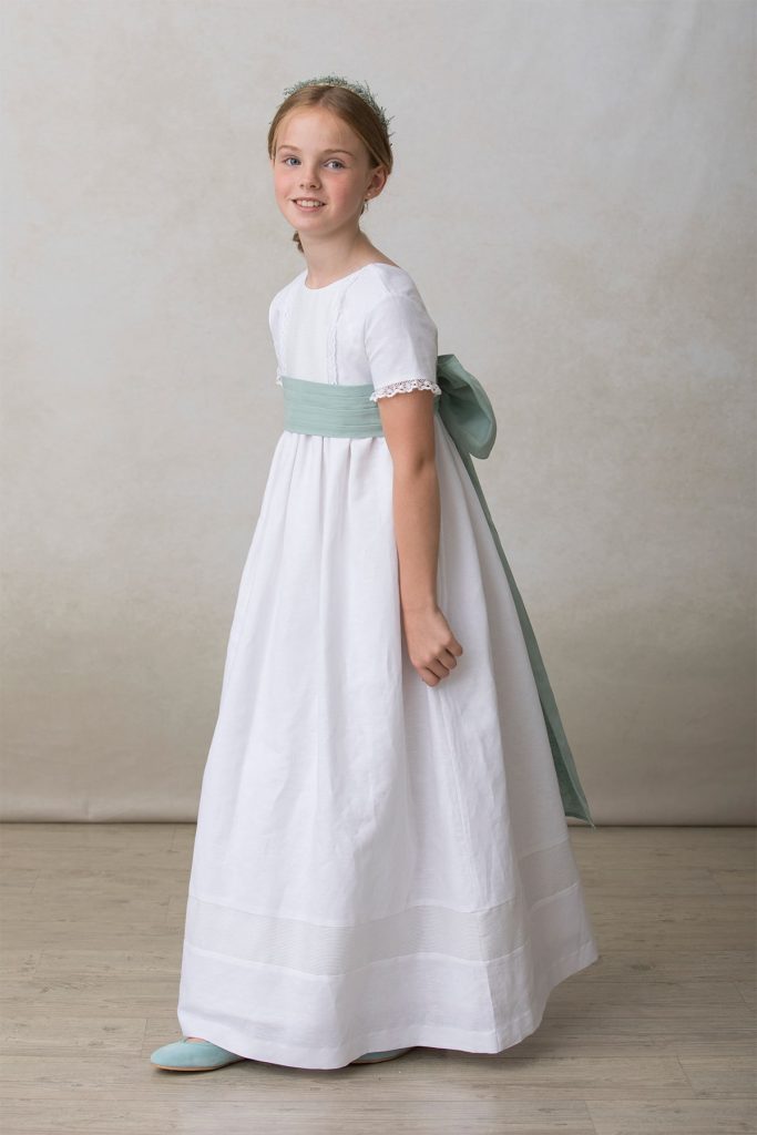 Aqua green sash with bows for girls | Quémono