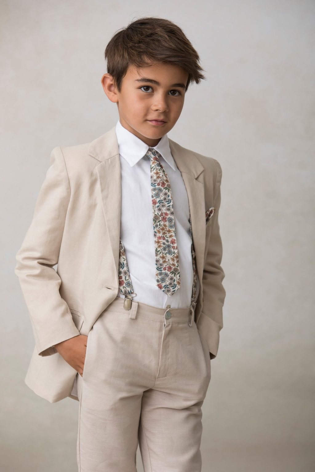 Traje Comunión Niño Beige Completo Quémono